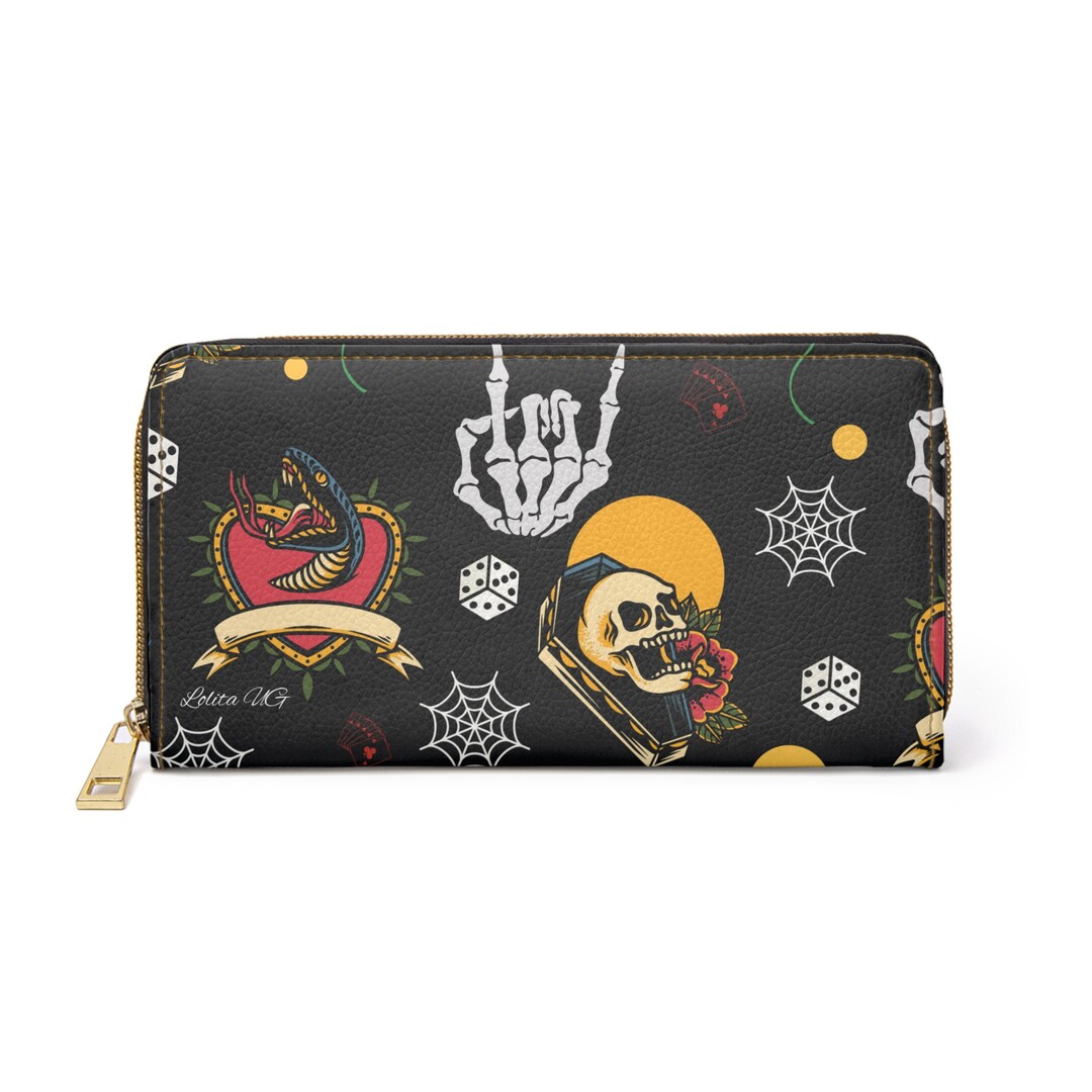 Blasted Baddie Traditional Tattoo Wallet Black Leather Wallet Skull ...