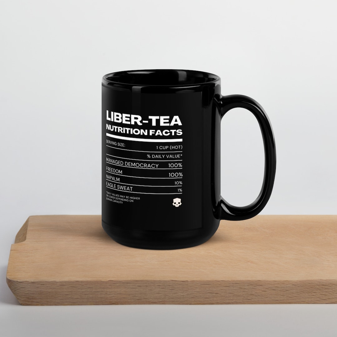 Helldivers 2 'liber-tea' Glossy Black Mug Helldivers 2 Liber-tea ...