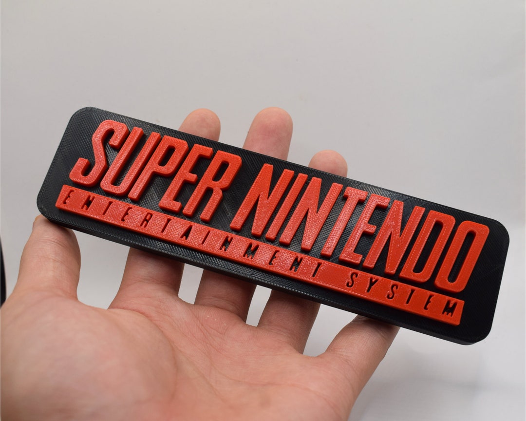 SNES Logo Sign, 3D Printed Video Game Shelf / Desk Art, Display ...