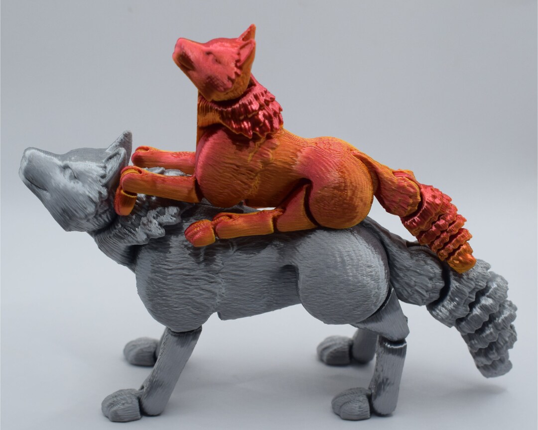 3D Printed Articulated Wolf Fidget Toy: Posable Figurine - Etsy