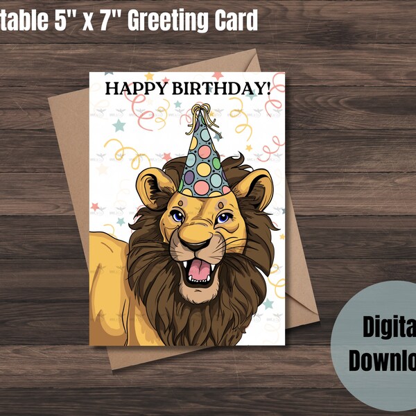 Lion Greeting Card - Etsy