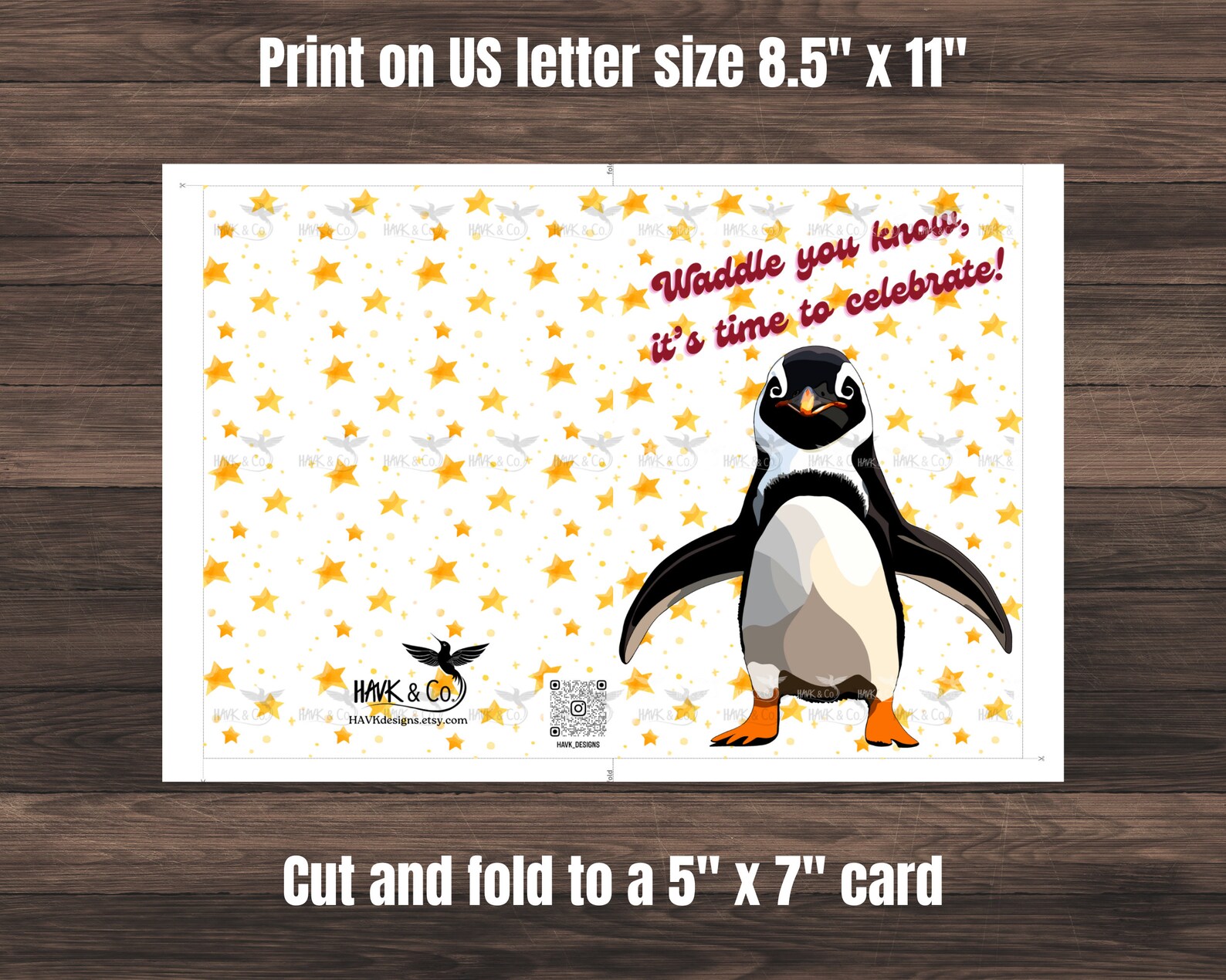 Printable Penguin Card: Waddle You Know, It's Time to Celebrate, DIY ...