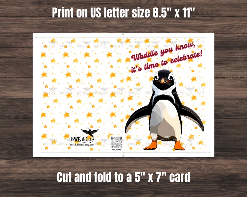 Printable Penguin Card: Waddle You Know, It's Time to Celebrate, DIY ...