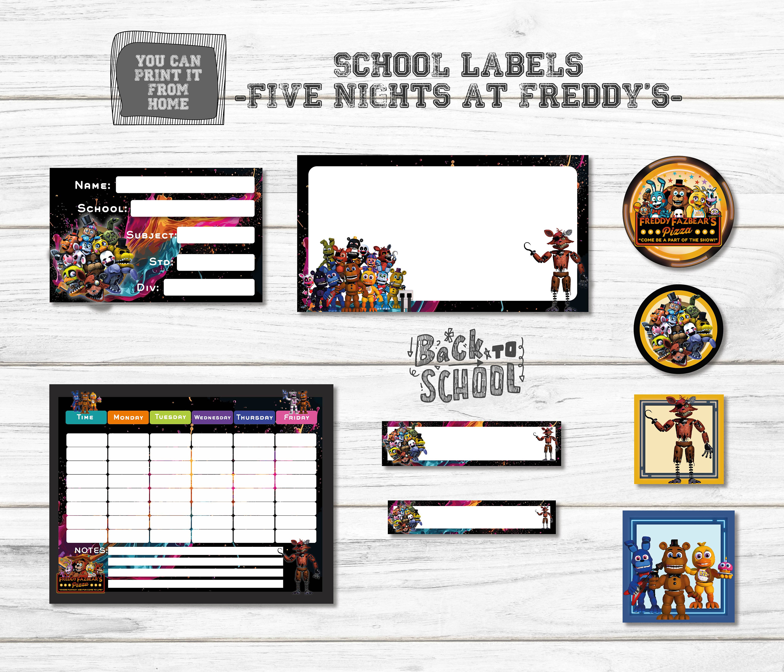 Etiquetas escolares imprimibles Five Nights at Freddy's, etiquetas para ...