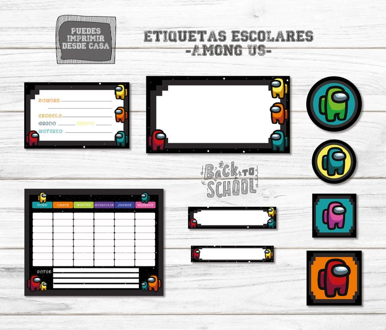 Among Us Printable Editable School Labels | Crewmate Stickers for Kids ...