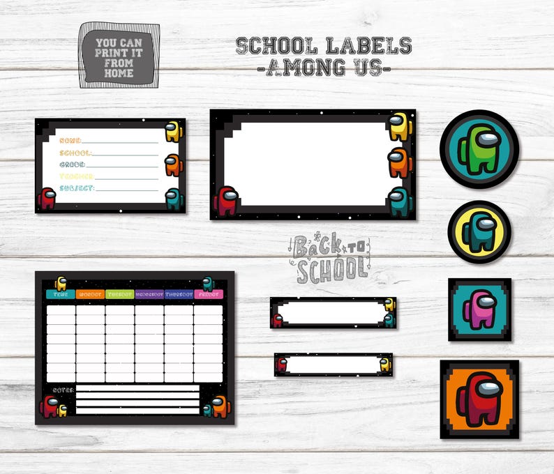 Among Us Printable Editable School Labels | Crewmate Stickers for Kids ...