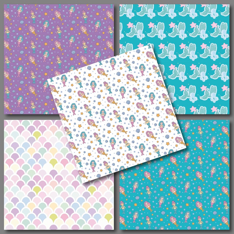 Mermaid Paper Pack Digital Paper Mermaid Background, Mermaid Background ...