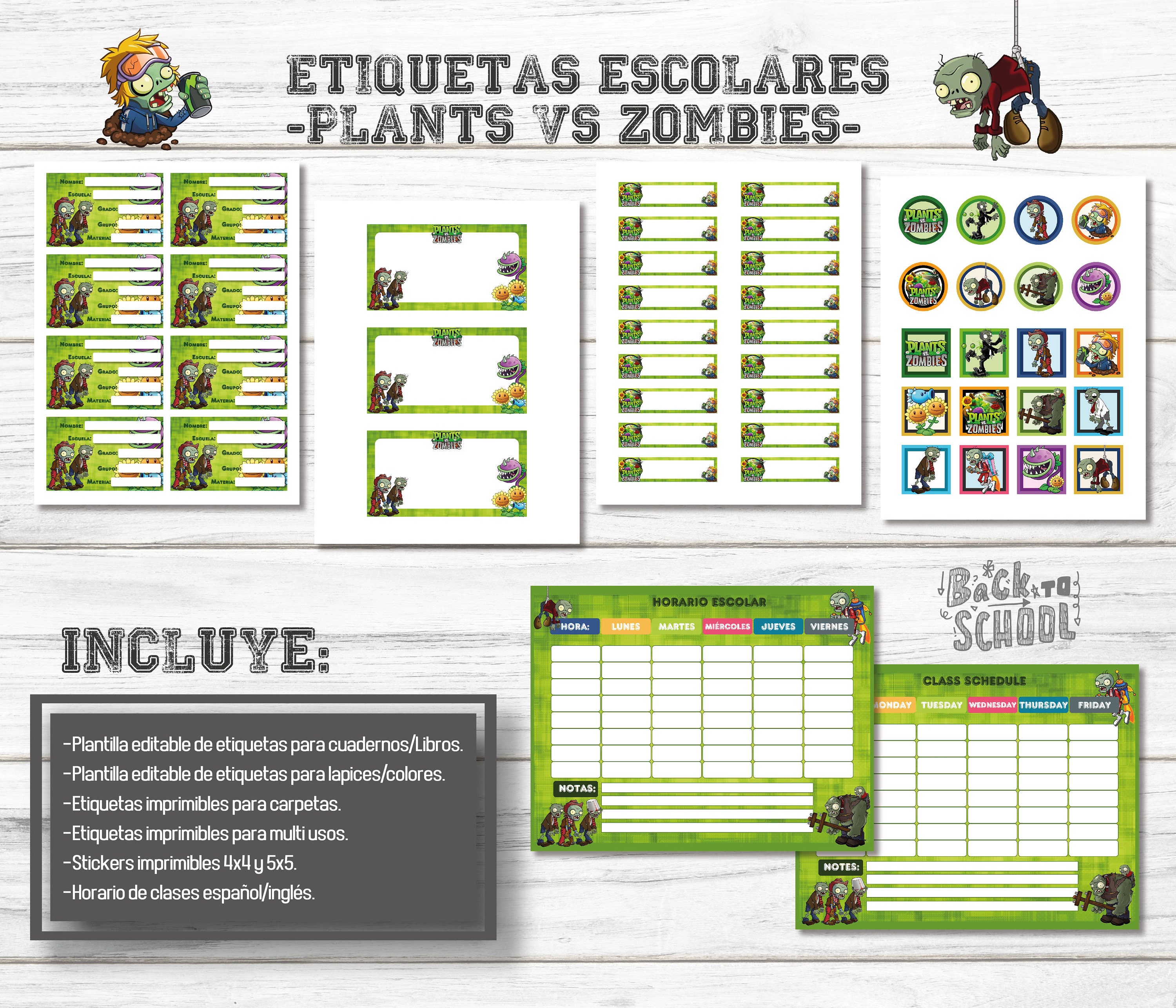 9 Etiquetas Escolares Para Imprimir Para Libros Y Cuadernos Etsy