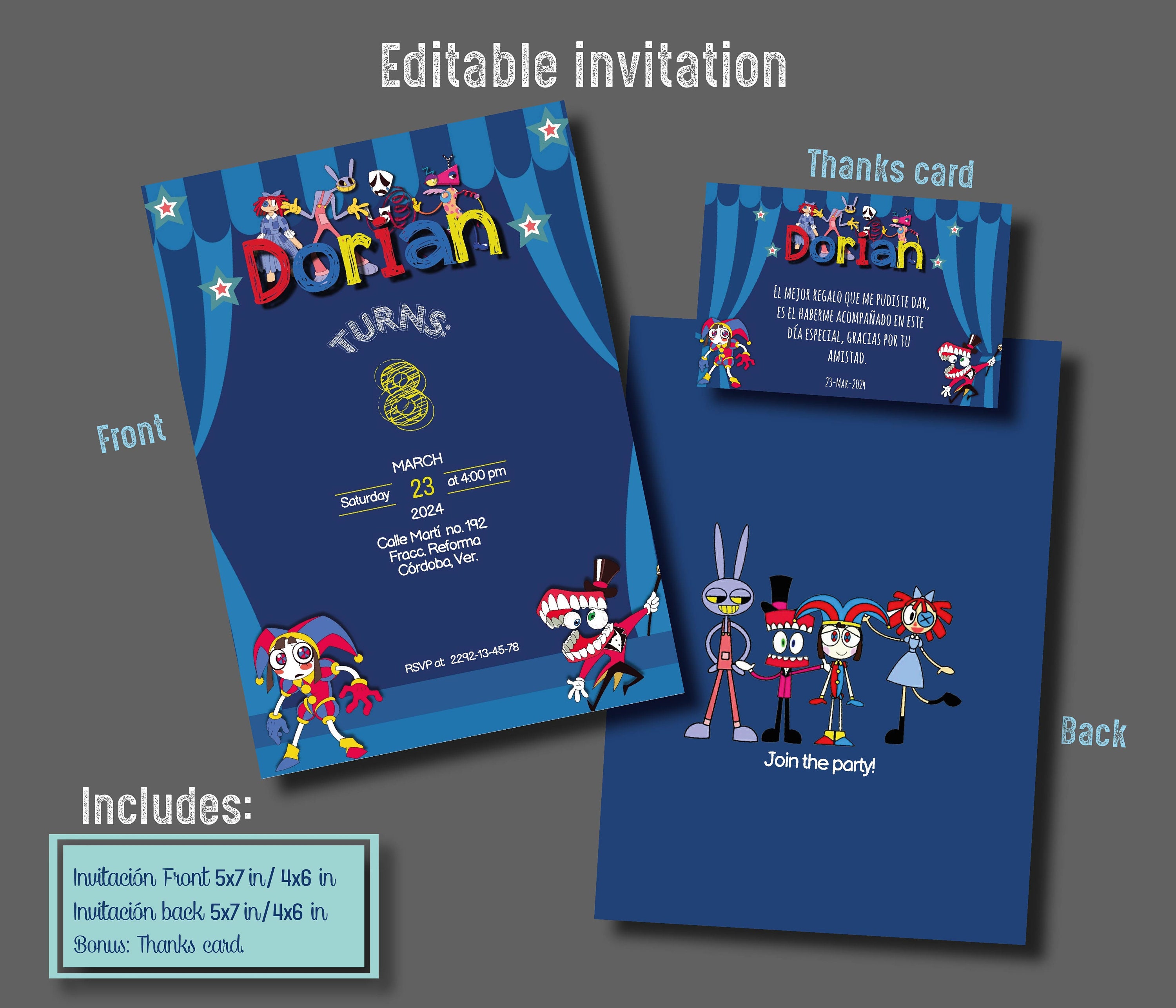 Invitation Amazing Digital Circus, Editable Template, Template, Digital ...