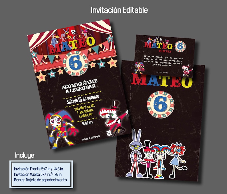 Invitación editable Amazing Digital Circus, Diseño digital circus ...