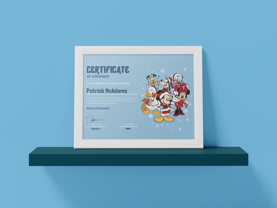 Disney-inspired Christmas Certificate | Editable Canva Template ...