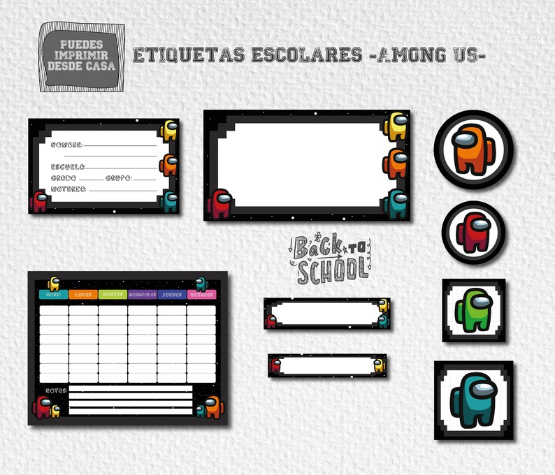Among Us Printable Editable School Labels | Crewmate Stickers for Kids ...