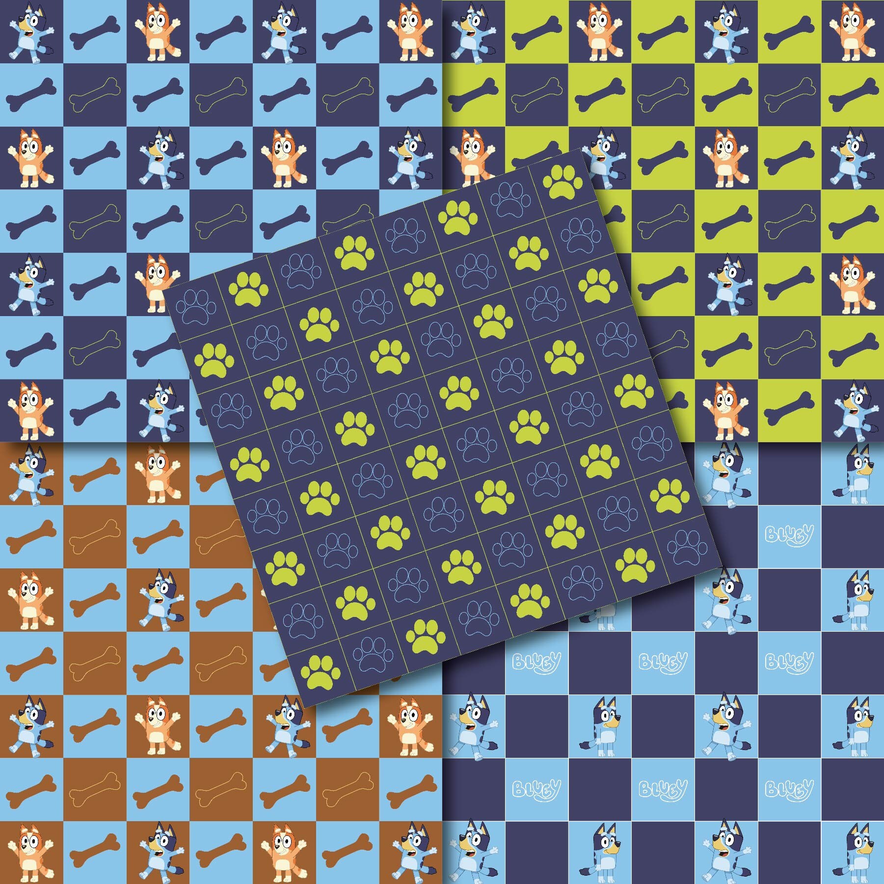 Digital Paper Bluey, Digital Paper, Design, Bluey Background, Birthday ...