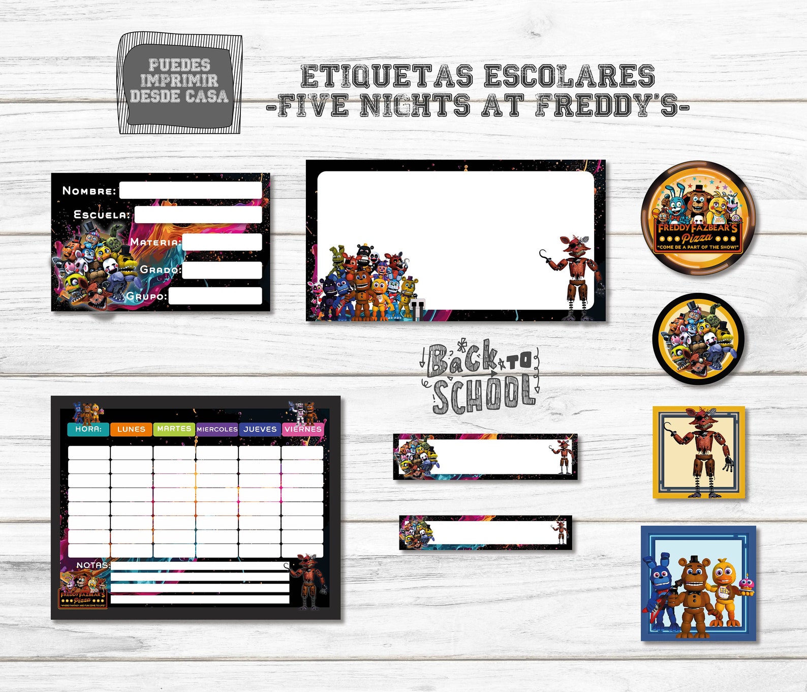 Etiquetas escolares imprimibles Five Nights at Freddy's, etiquetas para ...