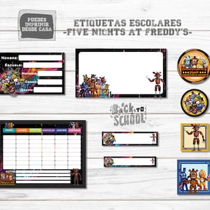 Etiquetas escolares imprimibles Five Nights at Freddy's, etiquetas para ...