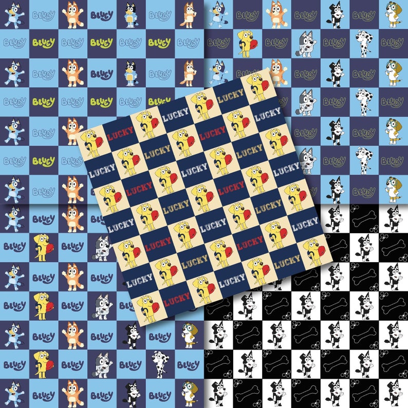 Digital Paper Bluey, papel digital, diseño, bluey fondo, birthday party ...