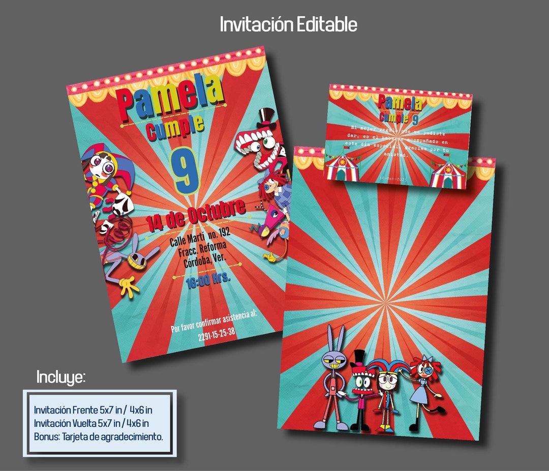 Amazing Digital Circus Invitation, Editable Invitation, Template ...