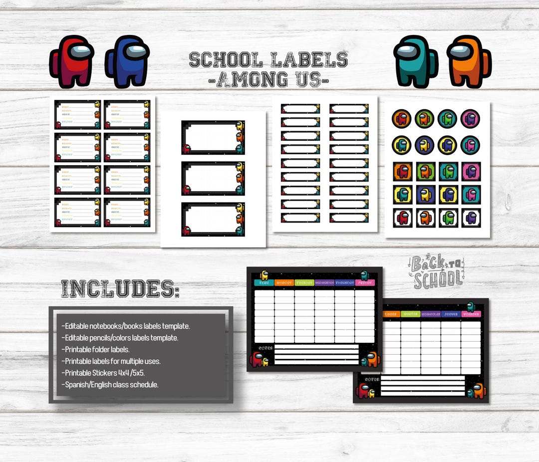 Among Us Printable Editable School Labels | Crewmate Stickers for Kids ...