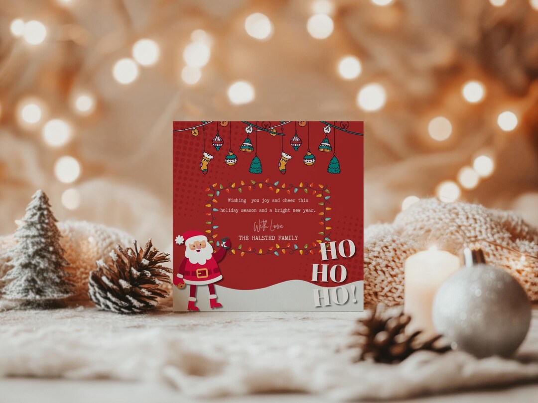 5 Editable Square Christmas Cards, Christmas Season, Family Gift, Gift ...