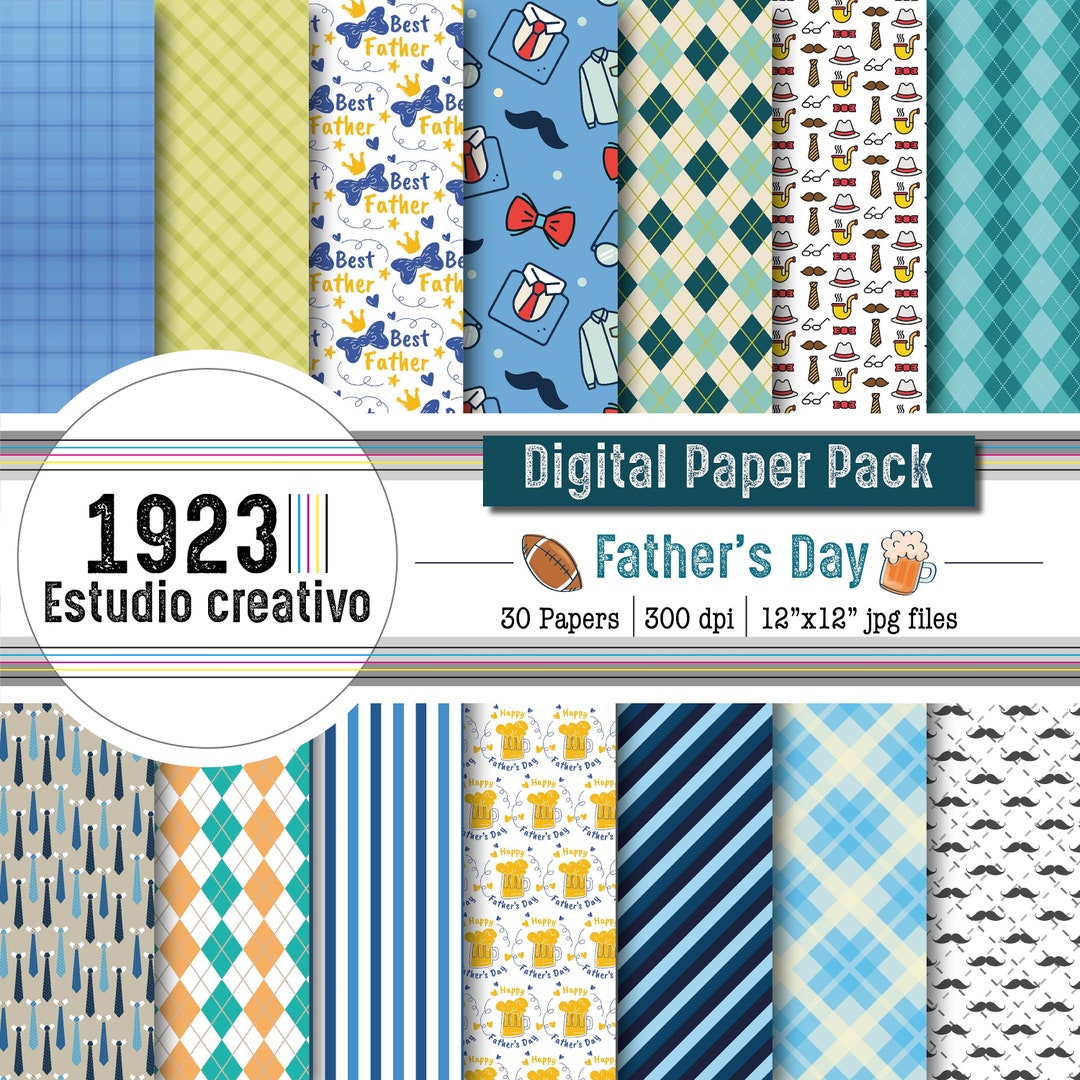 Father's Day Digital Paper, Scrapbook Paper, Printable Paper Pack ...
