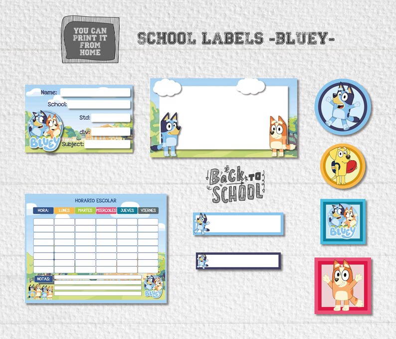 Bluey Printable School Labels, Book Labels, Notebook Labels, Pencil ...
