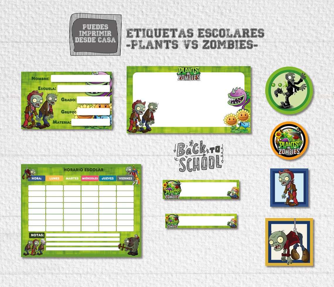 Plants Vs Zombies Printable School Labels, Book Labels, Notebook Labels ...