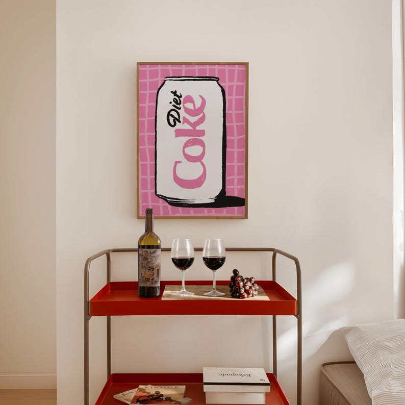 Diet Coke Poster Club Print Wall Decor Art Dorm Room Illustration ...