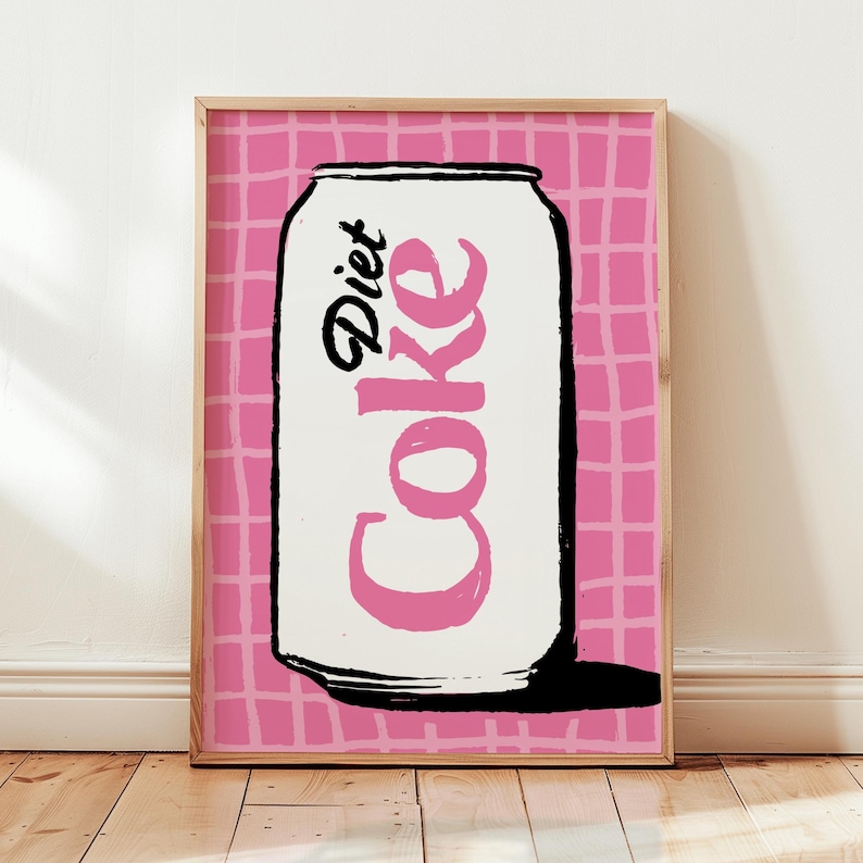 Diet Coke Poster Club Print Wall Decor Art Dorm Room Illustration ...