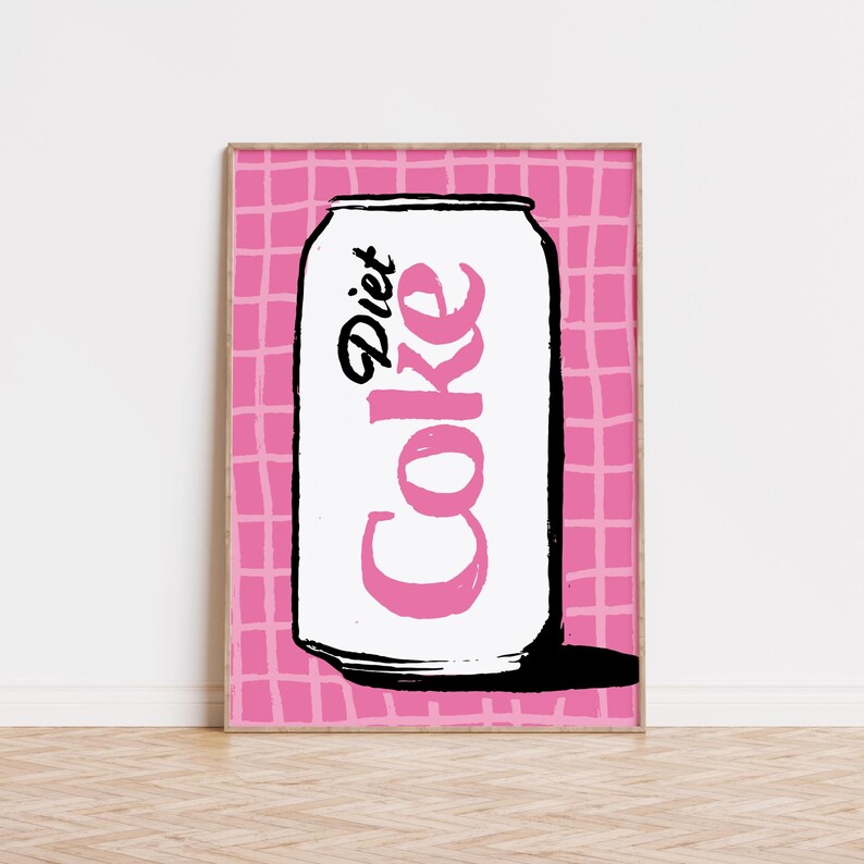 Diet Coke Poster Club Print Wall Decor Art Dorm Room Illustration ...