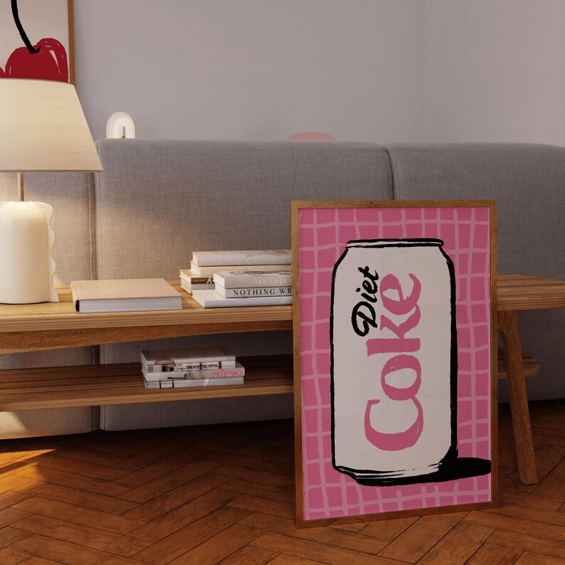 Diet Coke Poster Club Print Wall Decor Art Dorm Room Illustration ...