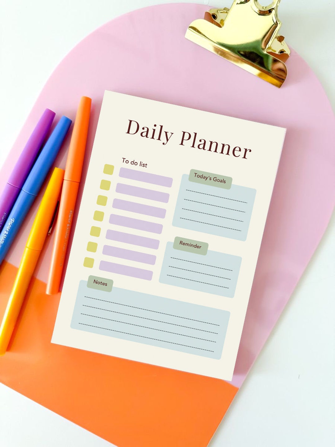 Daily Planner Notepad, To-do List Notepad, Todays Plan, Daily Goal ...