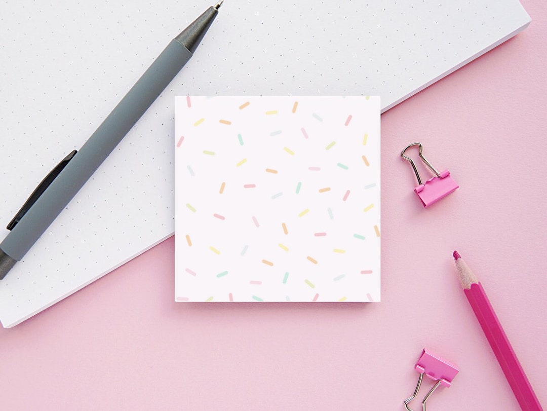 Pink Sprinkles Sticky Note, Desk Accessory Post-it® Note Pad, Cute ...