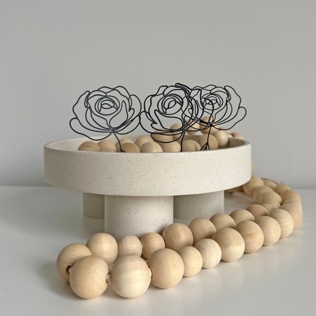 Fine Line Rose Cake Topper 3D Printed Set of 3 - Etsy