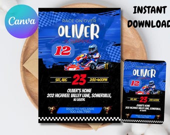 Racing Party Invitation for Race Car Birthday Party, Editable Age on ...
