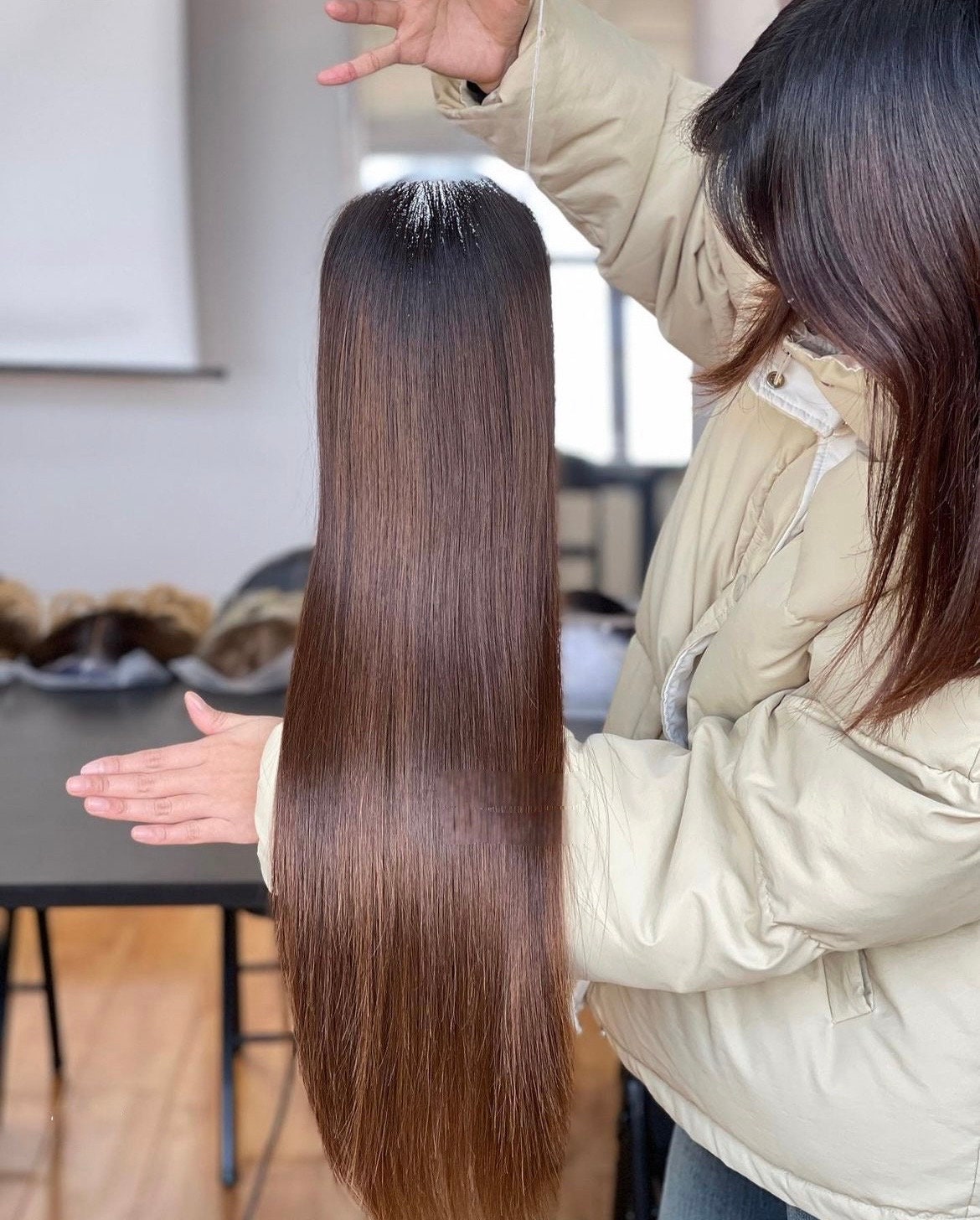 Custom Brown 20inch Volume Natural Hair Enhancement Mini Wig and ...