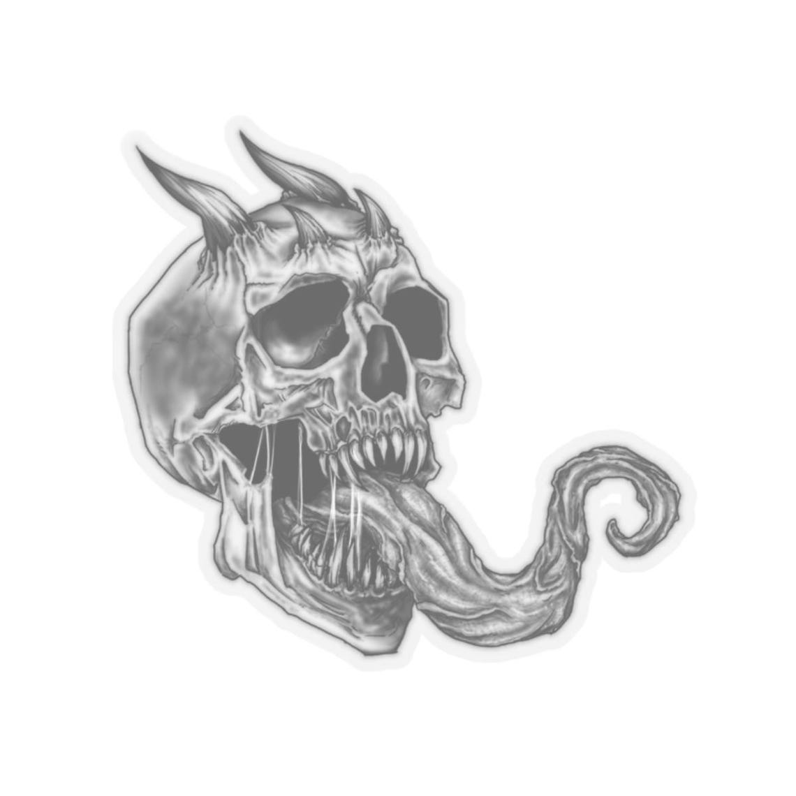 Demon Skull Sticker, Laptop Decal, Water Bottle, Devil, Scary ...
