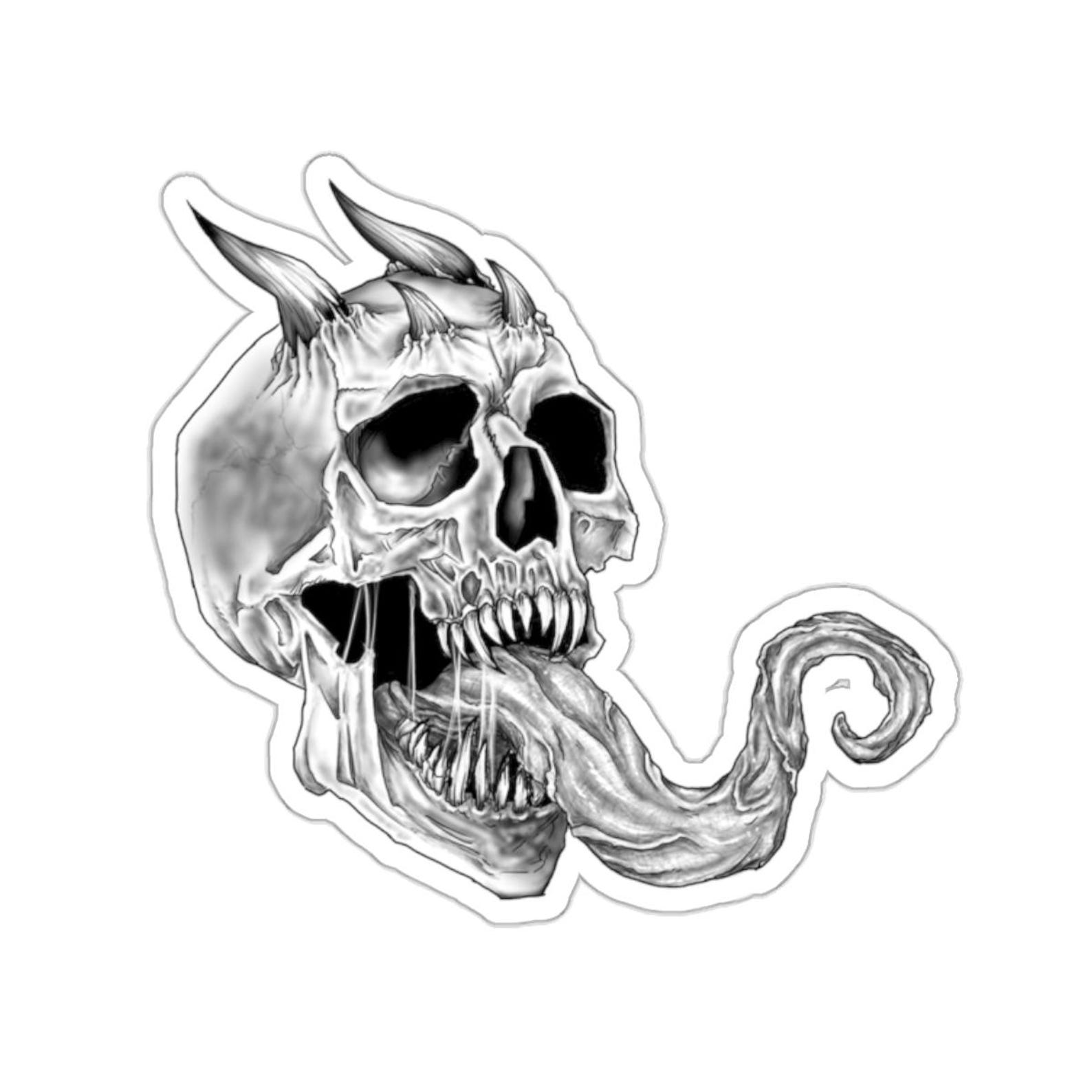 Demon Skull Sticker, Laptop Decal, Water Bottle, Devil, Scary ...