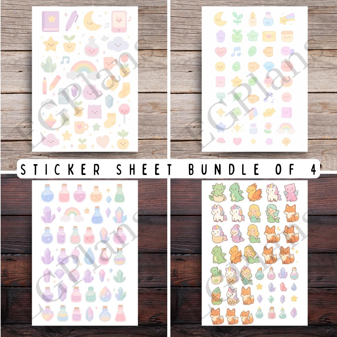 Kawaii Mystical Bundle, Sticker Sheets, Unhinged Stickers, Planner ...