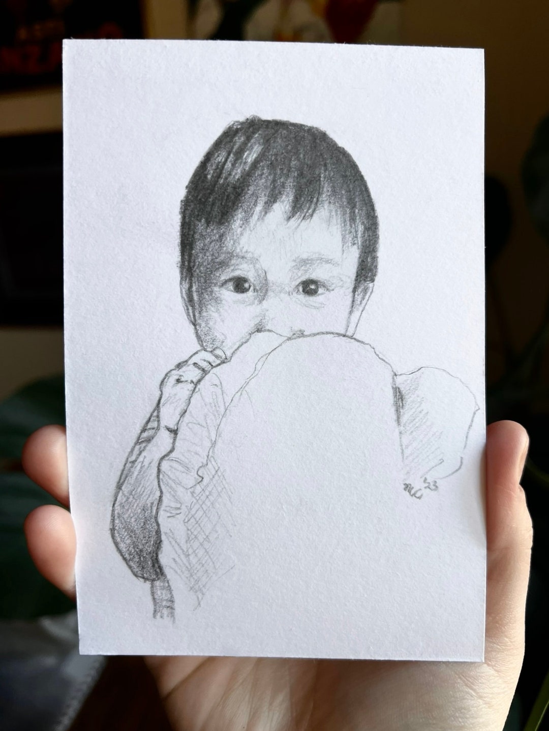 Custom Hand Drawn Graphite Portrait - Etsy