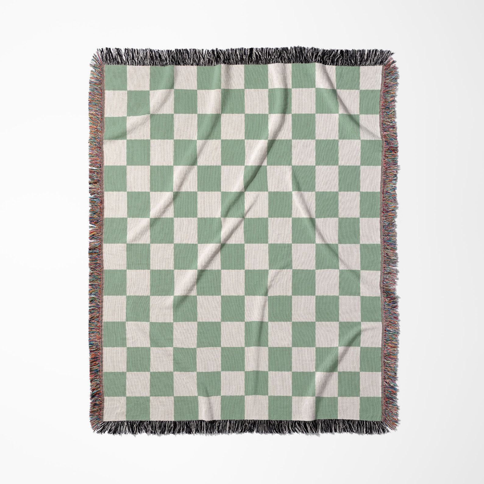 Green Check Throw Blanket, Sage Home Decor, Check Picnic Rug, Beach ...