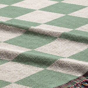 Green Check Throw Blanket, Sage Home Decor, Check Picnic Rug, Beach ...