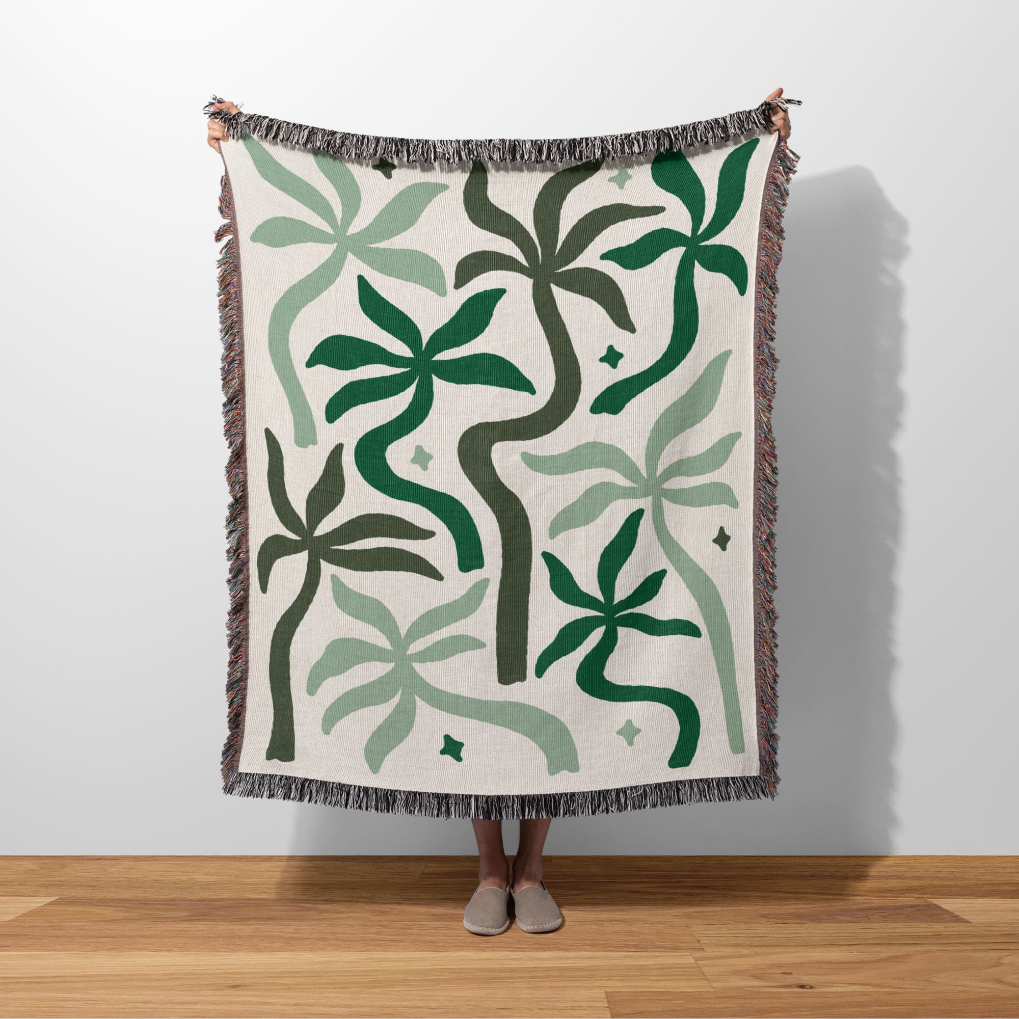 Palm Trees Throw Blanket, Boho Palm Trees Tapestry Wall Hang, Tropical ...