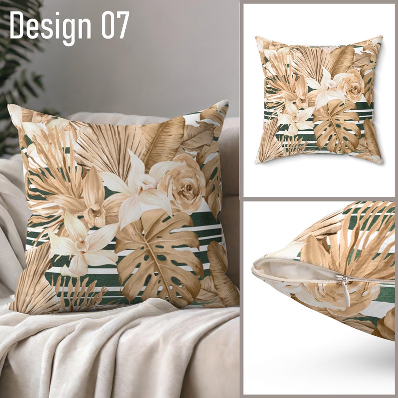 Green Tropical Pillow Cover, Monstera Leaves Pillow Case, Botanical ...
