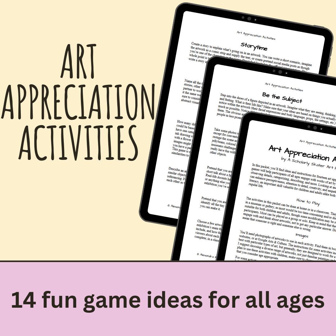 Art Appreciation Activities: 14 Fun Games for Kids & Adults (PDF) - Etsy
