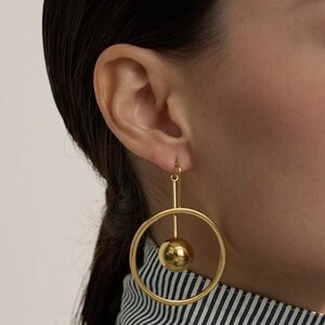 "foucault Pendulum" Earrings, Mobile Loops in 18k Gold Plate, XL ...