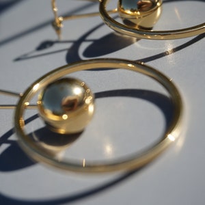 Foucault Pendulum Earrings, Mobile Loops in 18k Gold Plated, XL Jewelry ...