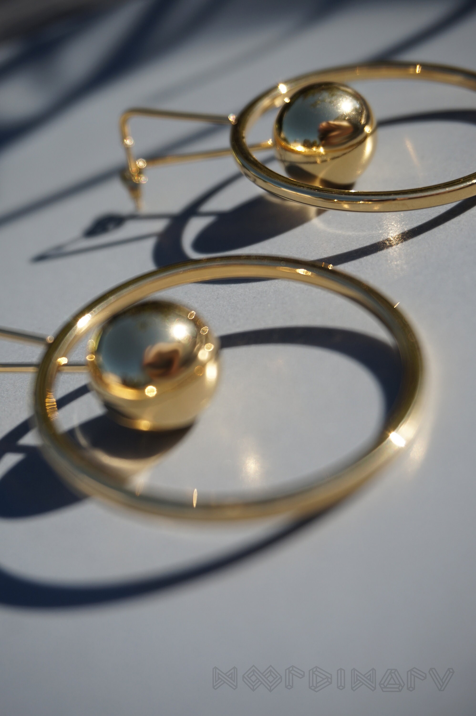 Foucault Pendulum Earrings, Mobile Loops in 18k Gold Plated, XL Jewelry ...
