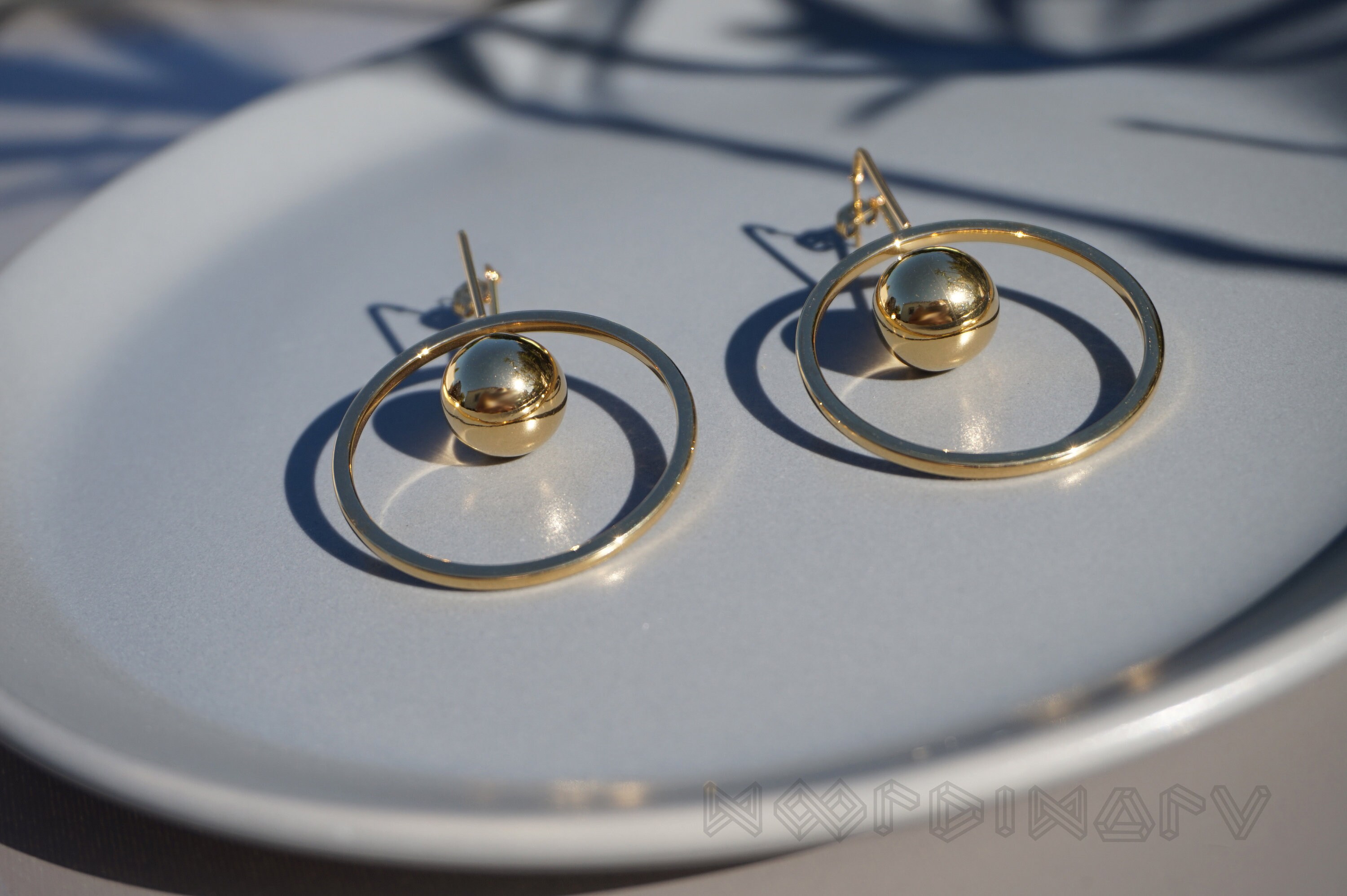 Foucault Pendulum Earrings, Mobile Loops in 18k Gold Plated, XL Jewelry ...