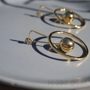 Foucault Pendulum Earrings, Mobile Loops in 18k Gold Plated, XL Jewelry ...