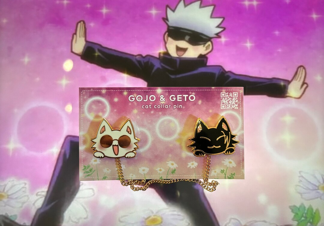 Gojo and Geto Cat Chained Collar Enamel Pin - Etsy Australia
